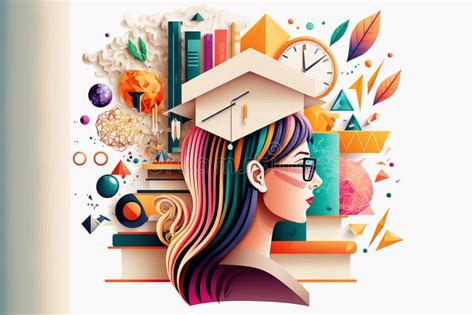 Generative Ai Conceptual Art Of Scientific Knowledge And Education Concept Stock Illustration