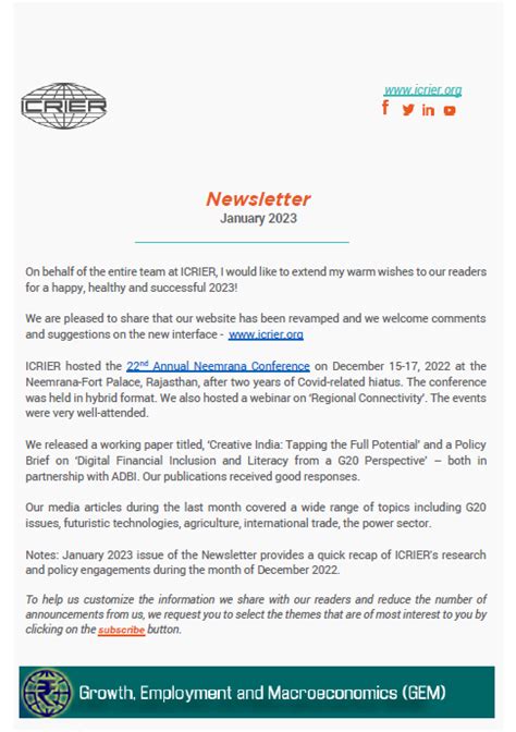 Newsletter Vol Vii Issue 1 Icrier