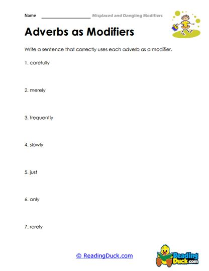 Misplaced And Dangling Modifiers Worksheets Reading