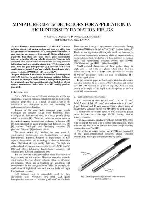 Pdf Miniature Cdznte Detectors For Application In High Intensity