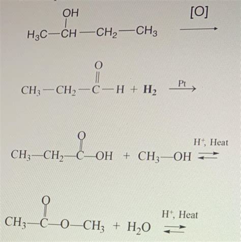 Solved [O] OH I H3C-CH-CH2-CH3 O CH3 -CH2-C-H + H2 P! > H | Chegg.com