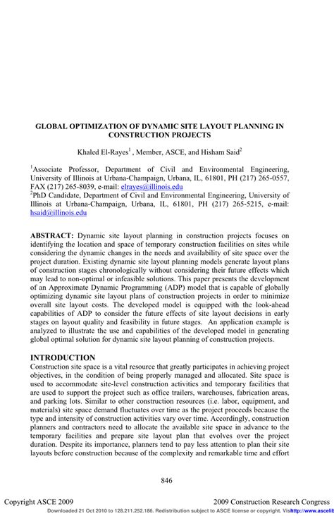 PDF Global Optimization Of Dynamic Site Layout Planning In Construction Projects