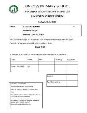 Fillable Online Uniform Order Form Fax Email Print PdfFiller