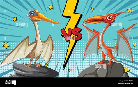 Two Pterosaurs In A Comic Style Showdown Stock Vector Image And Art Alamy