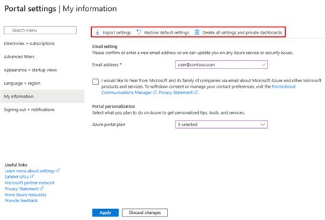 Manage Azure Portal Settings And Preferences Azure Portal Microsoft