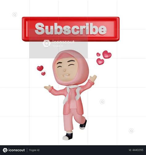Arabic Girl Presenting Subscribe Button 3d Illustration Free Download People 3d Illustrations