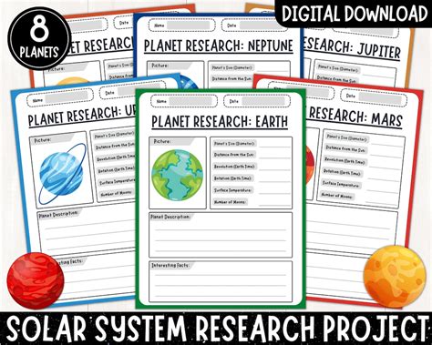 Solar System Planets Research Project Printable Templates Planets Fact