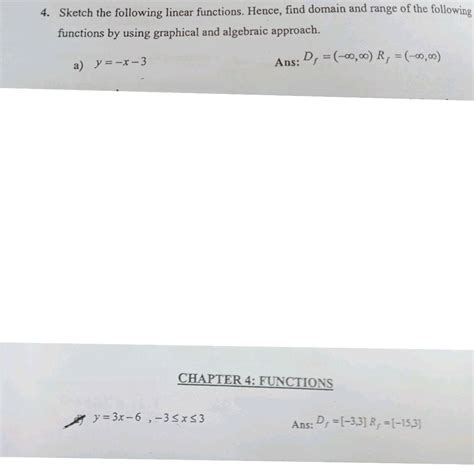4 Sketch The Following Linear Functions Hence Studyx