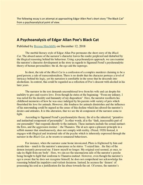 The Black Cat By Edgar Allan Poe Summaries English Docsity