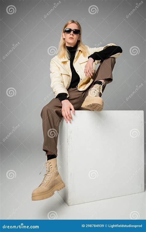 Young Attractive Non Binary Model Posing Stock Image Image Of