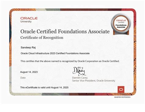 Sandeep Raj On Linkedin Oraclecloud Oraclecertified Achievement Badge Oci