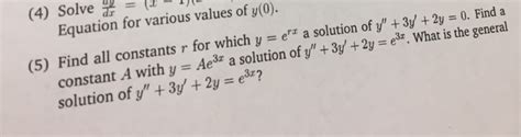 solved find all constants r for which y e rx a solution of