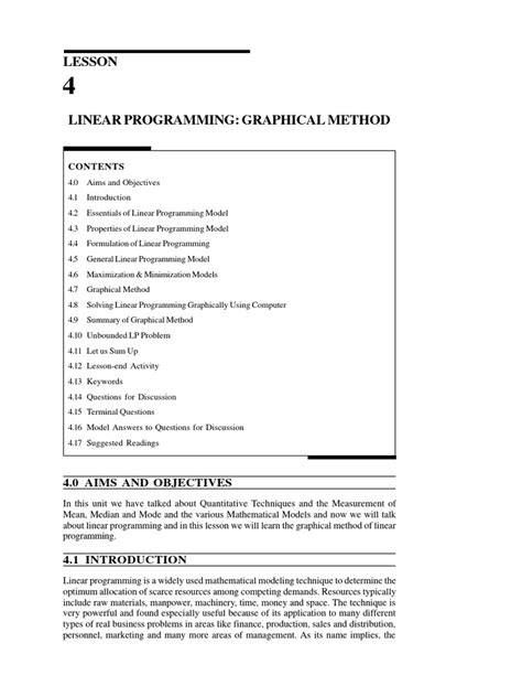 Lesson 04 Pdf Linear Programming Mathematical Optimization