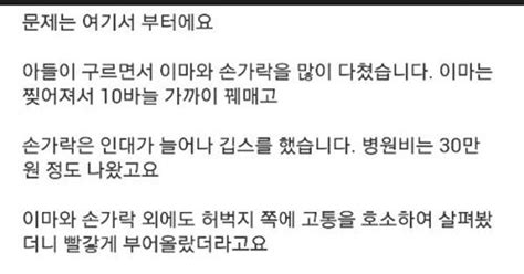 등산 갔다가 아들이 돌에 걸려 굴러떨어졌는데