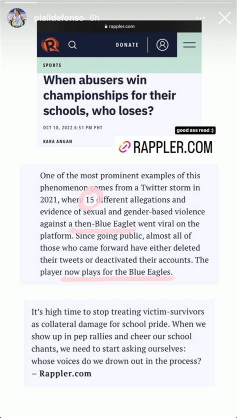 Pia Ildefonso Takes A Swipe At Ateneo Star Player Forth Padrigao For