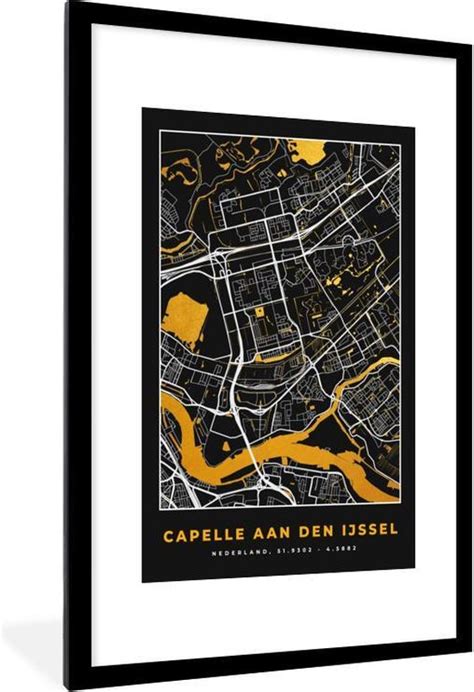 Fotolijst Incl Poster Stadskaart Capelle Aan Den Ijssel Goud