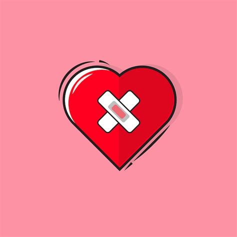Hart Pictogram Illustratie Vector Liefdesverdriet Bord Met Pleister