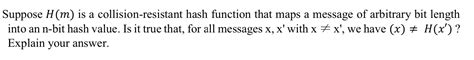 Solved Suppose Hm Is A Collision Resistant Hash Function