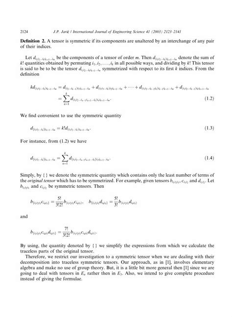 Pdf On The Decomposition Of Symmetric Tensors Into Traceless