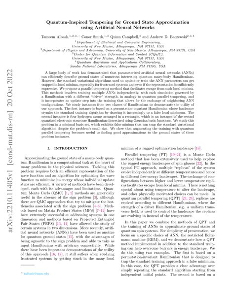 Pdf Quantum Inspired Tempering For Ground State Approximation Using
