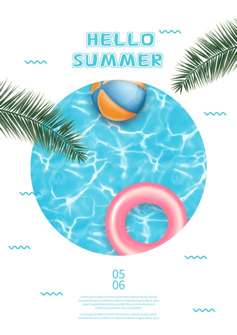 안녕하세요 여름 수영장 수영 반지 판촉 템플릿 세로 포스터 템플릿 Psd 다운로드 디자인 자료 다운로드