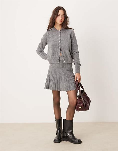 River Island Knitted Mini Skirt Co Ord In Grey Marl Asos
