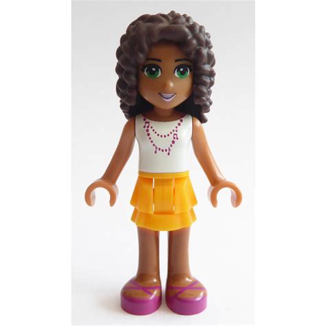 Lego Andrea With Bright Light Orange Layered Skirt And White Top