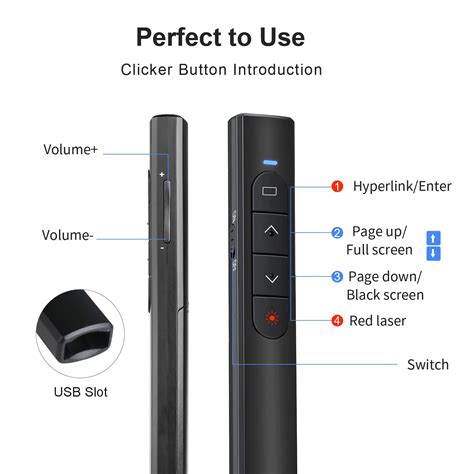 Wireless Presentation Clicker For PowerPoint Presentations USB Slide Advancer PowerPoint