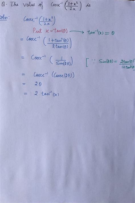 Discover The Value Of Cosec⁻¹ 1 X² 2x