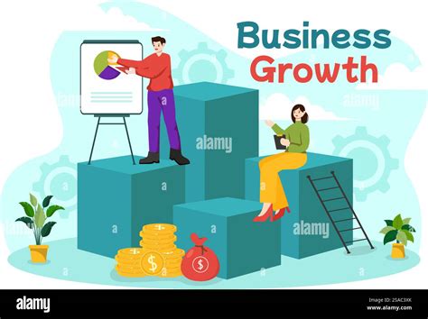 Business Growth Vector Illustration With Arrow Target Direction Up