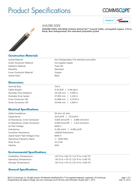04 Coaxial Cable Ava5rk 50fx Data Sheet Pdf Coaxial Cable Electrical Engineering