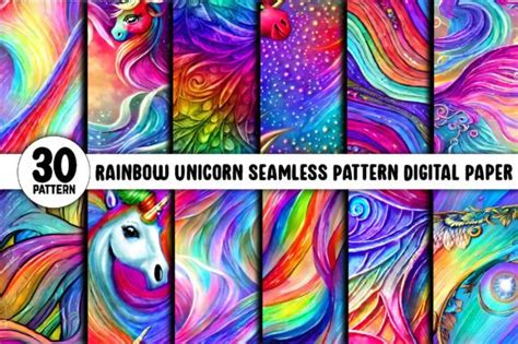 Rainbow Unicorn Seamless Pattern Graphic By Bdb Graphics · Creative Fabrica