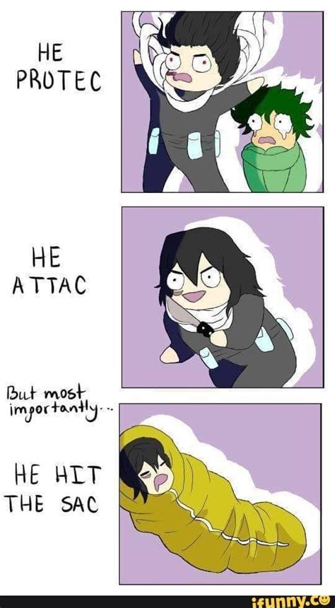 HE PROTEC HE HIT THE SAC IFunny My Hero Academia Memes Boku No Hero Academia Funny Hero