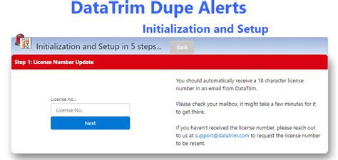 Datatrim Dupe Alerts Initialization And Setup Datatrim Your Data Laundry