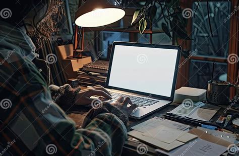 A Person Is Using A Laptop Computer With A Mouse For Typing Stock Image