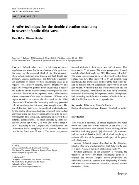 Pdf A Safer Technique For The Double Elevation Osteotomy In Severe
