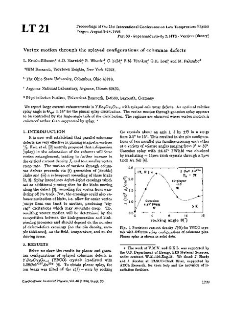 Pdf Enhanced Vortex Motion In Splayed Defect Configurations