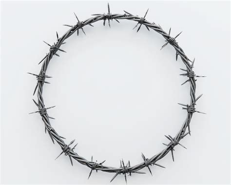 Sharp Wire In Circular Shape On White Background Round Frame Of Sharp