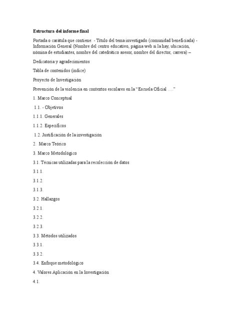 Estructura Del Informe Final Pdf