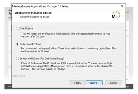 Install The Freeprofessional Edition Of Applications Manager Applications Manager User Guide