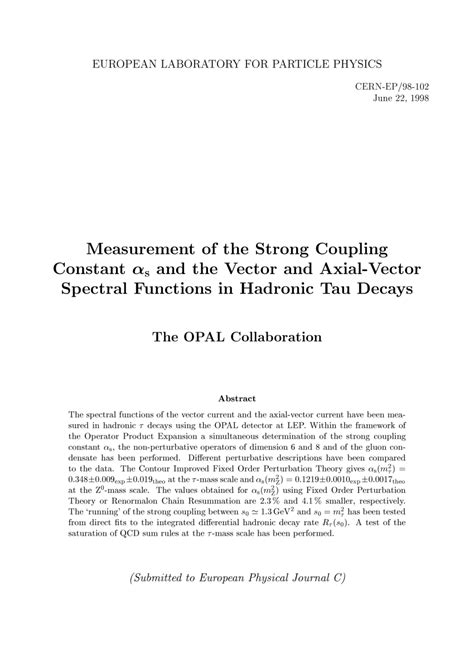 Pdf Measurement Of The Strong Coupling Constant Alphas And The