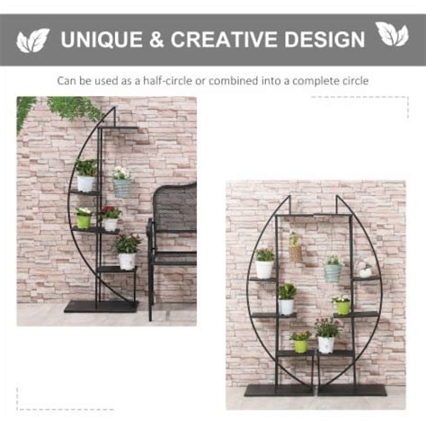 Half Moon Shape 5 Tier Metal Plant Stand Curved Flower Pot Holder Shelf