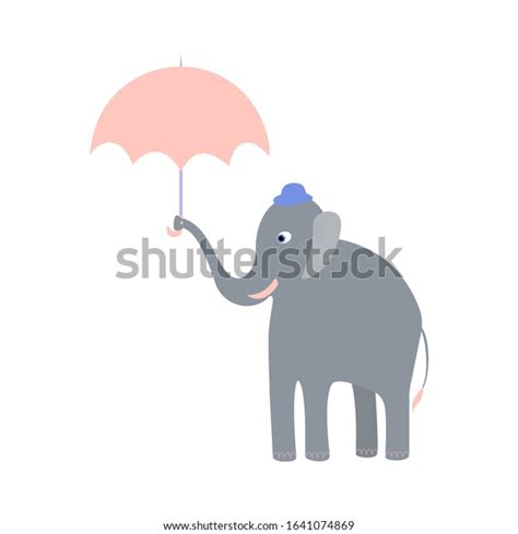 Elephant Holding Umbrella Vector Illustration Stock Vector Royalty