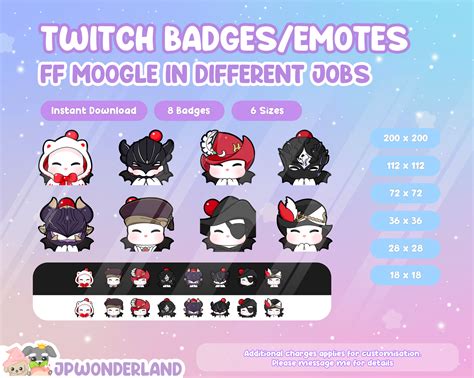 Final Fantasy Moogle In Different Jobs Twitch Badgesemotes Twitch O