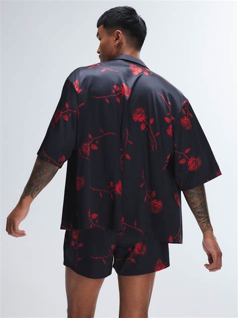 Midnight Rose Satin Boxers In Black And Multi Savage X Fenty Uk United