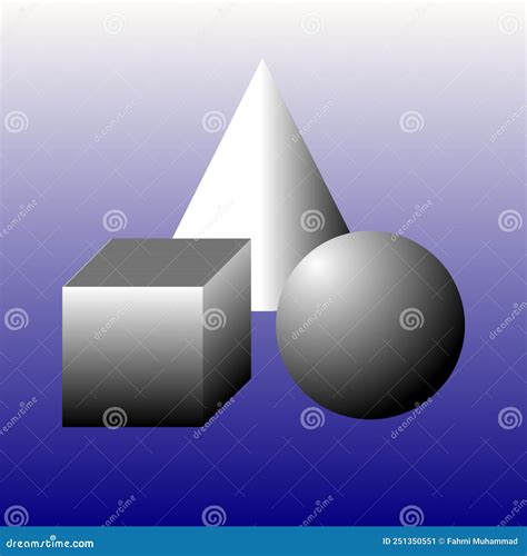Basic 3d Shape Models Cube Sphere And Cone And Its Shadow Stock Illustration Illustration Of