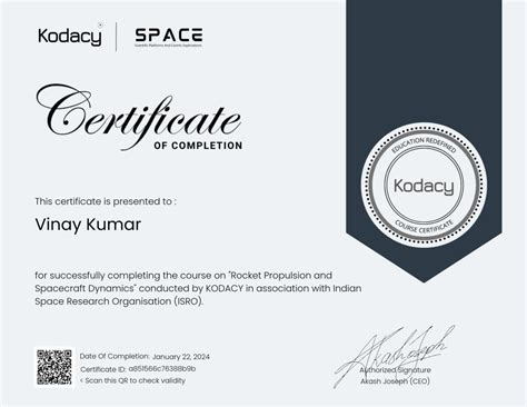 Vinay Kumar On Linkedin Kodacy Certificate