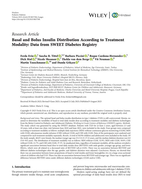 Pdf Basal And Bolus Insulin Distribution According To Treatment Modality Data From Sweet