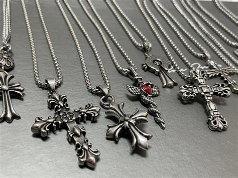 Chrome Hearts Style Necklace Cross Pendant Style Necklace Etsy
