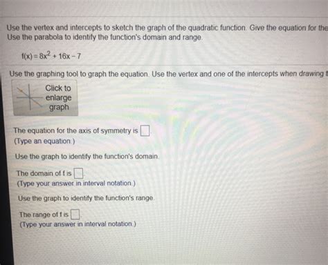 Solved Use The Vertex And Intercepts To Sketch The Graph Of Chegg Com